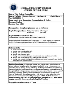 Support Units Outlines – Nashua Community College